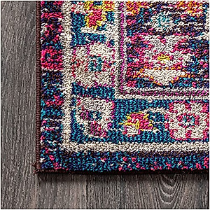 JONATHAN Y MDP200A-28 Modern Persian Boho Floral Bohemian Vintage Country Indoor Area-Rug Country Easy-Cleaning Bedroom Kitchen Living Room Non Shedding, 2 ft x 8 ft, Multi,Purple