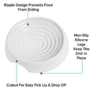 CatGuru Cat Bowls, Whisker Stress Free Food Bowl, Reliefs Fatigue, Wide Non Slip Shallow Dish, Feeding & Watering Supplies (Set of 2, Marshmallow)