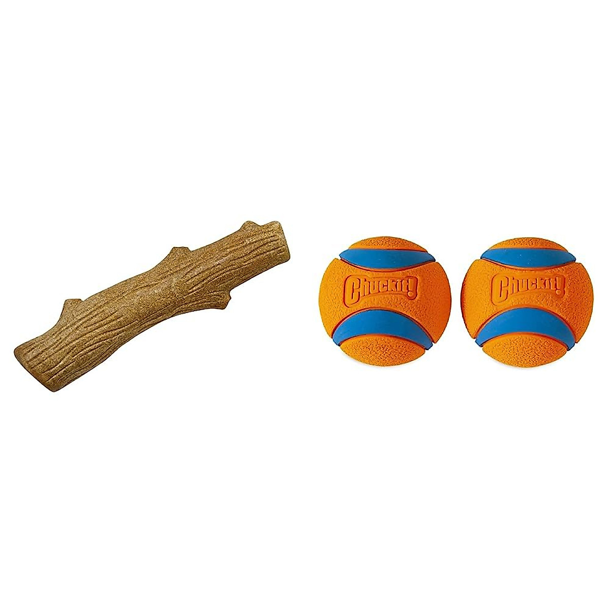 Petstages Dogwood Wood Alternative Dog Chew Toy, Large & Chuckit Ultra Ball Dog Toy, Medium (2.5 Inch Diameter) Pack of 2, for Breeds 20-60 lbs