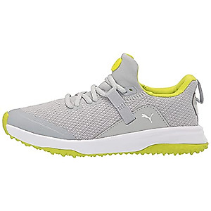 PUMA Fusion Evo Jr. Golf Shoe, High Rise-Limepunch, 2 US Unisex Little Kid