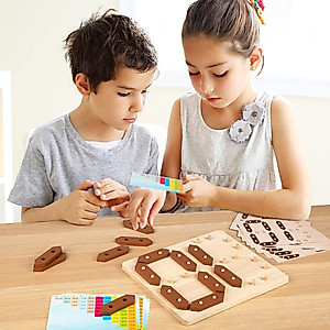 ThinkMax Wooden Number Puzzles, Number Peg Boards for Toddlers, Preschool Education Math Stacking Block, Christmas and Birthday Gifts for Boys Girls