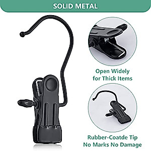 Boot Hangers, 10 Pack Hanging Clips for Closet, Heavy Duty Black Clothes Pins, Boot Towel Clips for Hanging, Boot Hook Organizer Laundry Clips, Boot Clips for Hanging, Hook Clips