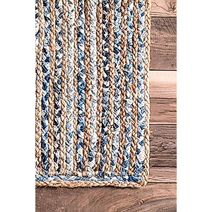 nuLOOM Dara Striped Jute Runner Rug, 2 ft 6 in x 8 ft, Blue