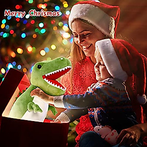 MorisMos Dinosaur Stuffed Animal with Babies,23.6'' Big T-Rex Mommy Stuffed Dinosaur with 3 Baby Dinosaur Plush Toys, 3 Dinos Eggs,Boy Girl Dinosaur Toys for Kid Birthday Christmas,Green T-rex Toys