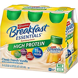 Carnation Breakfast Essentials High Protein Ready-to-Drink, Classic French Vanilla, 8 FL OZ Bottle (Pack of 6) (Packaging May Vary)
