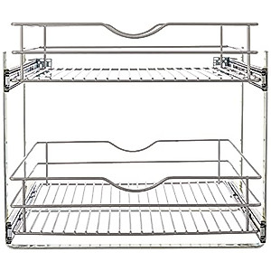 Knape & Vogt RS-DBLMUB-20-FN 20.625 in. W x 21.75 in. D x 16.25 in. H Double Tier Pull Out Cabinet Organizer, Frosted Nickel