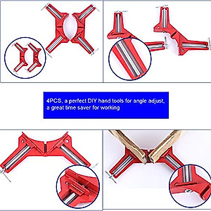 Corner Clamps for Woodworking, 90 Degree Right Angle Clamps Corner Clamp Woodworking Set of 4, Adjustable Corner Square Clamp for Picture Frames Welding Fish-tanks Cabinets Shelf Holder DIY Hand Tool