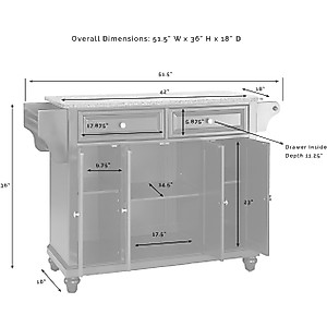 Crosley Furniture KF30003DWH Cambridge Kitchen Island with Solid Grey Granite Top, 52", White