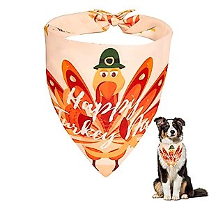 Thanksgiving Dog Bandana with Turkey Pattern,Adjustable Thanksgiving Dog Scarf,Holiday Bandanas,Fall Pet Bandana Reversible Triangle Bibs Scarf for Small Medium Large Dogs Cats(Turkey Leaves)