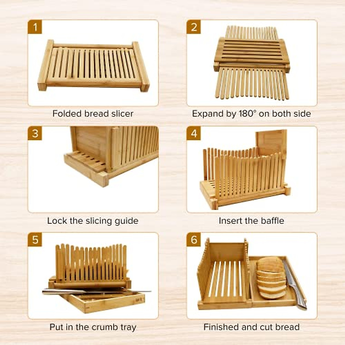 Flurff Bread Knife 14.5 inch & Bread Slicer for Homemade Bread, Bread Slicing Guide, Compact Bread Cutting Guide with Crumb Tray