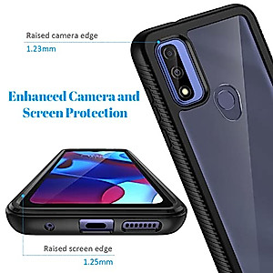 Seacosmo Moto G Pure Case - Full Body Shockproof, Slim & Lightweight with Built-in Screen Protector, Black & Clear