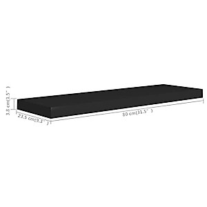 DYRJDJWIDHW Floating Wall Shelves 4 pcs Bookshelf for Bedroom,Shelves,Wood Bookcase,Suitable for Bedroom, Office, Living Room, Study,Black 31.5"x9.3"x1.5" MDF