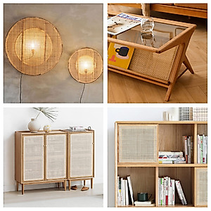 24" Width Natural Square Cane Webbing 5Feet, Rattan Webbing Roll for Caning Projects, Woven Open Mesh Cane for Furniture, Chair, Cabinet, Ceiling, Bed