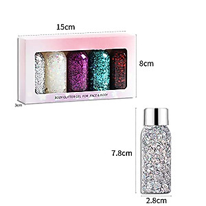 Colour Body Glitter Gel Scale Set Sequins Skin Long Lasting Sparkling Eyeshadow Lip Nail Hair Painting Glitter Decorate Art Festival Party Make Up Powder Set Glitter Eye Makeup