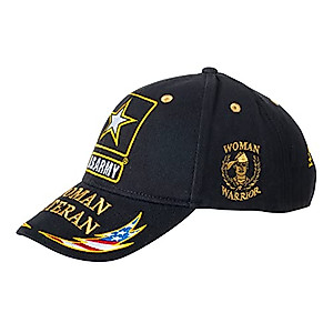 United States Army Woman Veteran Embroidered Adjustable Black Baseball Cap
