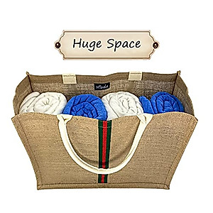 Hibala Woven Large Beach Bag Straw Bag Beach Tote Handmade Weaving Shoulder Bag Tassel Bag Handbag (Green Stripe) …