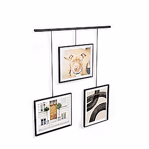 Umbra Exhibit Picture Frame Gallery Set, Adjustable Wall Collage Displays Three 8x10" Photos, Set of 3 Large, Black