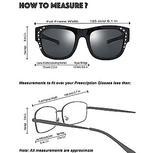 The Fresh High Definition Polarized Wrap Around Shield Oversized Sunglasses for Large Glasses - Gift Box Package (F5607RP02-Crystal blue/Black Paint for Large Glasses, Grey)