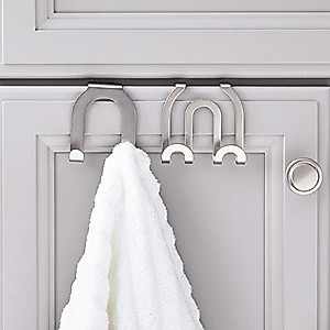 Spectrum Diversified Door Set of 2, Double Modern Kitchen & Bathroom Décor, Installation-Free Cabinet Hooks, 1 Set, Brushed Nickel