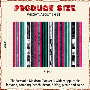 4 Pcs Mexican Blankets Bulk Handwoven Mexican Yoga Blanket Towel Colorful Falsa Serape Woven Throw Blanket Boho Mexican Beach Blankets for Outdoor Camping Beach Picnic Travel Home (Multicolor)
