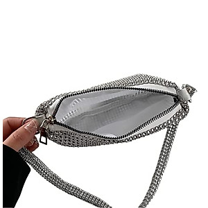 Bling Rhinestone Hobo Bag for Women Crystal Evening Handbag Underarm Bag Tote for Party Wedding