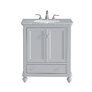 Elegant Kitchen and Bath 30 inch Single Bathroom Vanity Cabinet Set with Granite Countertop - Light Grey