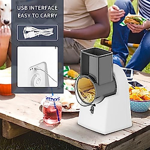 4-In-1 Fully Automatic Electric Slicer/Shredder, Electric Vegetable Cheese Grater Slicer with 4 Attachments, One-Touch Automatic Butter Slicer, Cutter Slicer Tool for Fruits, Cheeses, Salad Maker