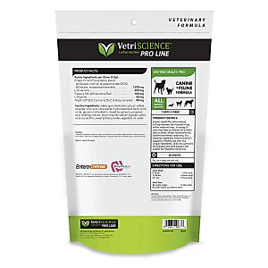 VetriScience Entero Health Pro - GI Supplement for Dogs & Cats - Natural Digestive Support with Zinc Carnosine & Slippery Elm Bark - Immune Health & Balanced Digestion Supplement - 60 Chews