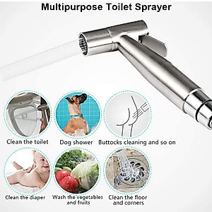 Handheld Bidet Sprayer for Toilet Portable Pet Shower Toilet Water Sprayer Seat Bidet Attachment Bathroom Stainless Steel Spray for Personal Hygiene (Bidet Sprayer Head)