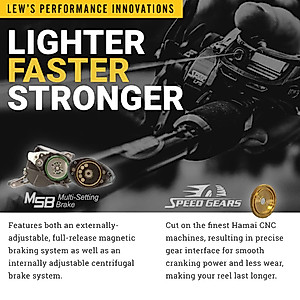 Lew's Tournament MP Baitcast Fishing Reel, Right-Hand Retrieve, 7.5:1 Gear Ratio, 10 Bearing System with Stainless Steel Double Shielded Ball Bearings