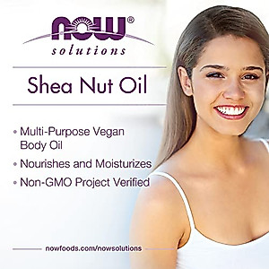 NOW Foods Solutions, Shea Nut Oil, Multi-Purpose Intense Moisturizing Oil for Skin, Scalp and Hair, 4-Ounce