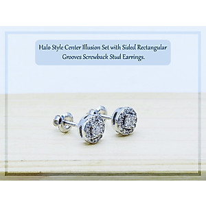Dazzlingrock Collection Round White Diamond Centre Halo Illusion Set Stud Earrings for Her (0.20 ctw, Color I-J, Clarity I2-I3) in 10K White Gold in Screw Back