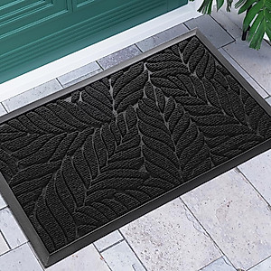 Yimobra Door Mats Outdoor Indoor, Heavy Duty Non Slip Welcome Mats for Front Door, Easy Clean Outside Doormats for Outdoor Entrance Home Entry Mat, Patio Waterpoor Rubber, 29.5"x17", Black