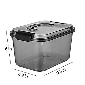 YYXB Black Latch Box/Bins with Handle and Lid, 8-Pack Plastic Clear Stackable Latching Box for Storage, Multi-Purpose, 5L/5.5 Quart