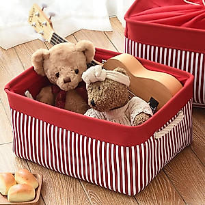 2 Pack Closet Canvas Fabric Storage Basket Storage Bins Organizing Baskets for Shelves, Closets, Laundry, Nursery, Decorative Baskets for Gifts Empty