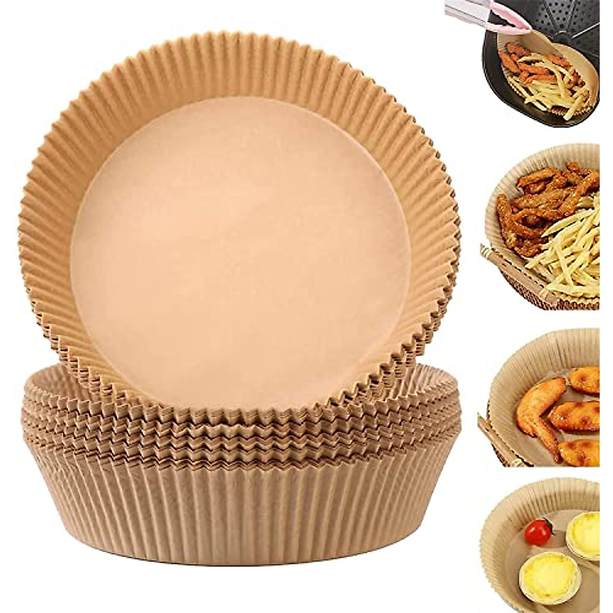 Air Fryer Disposable Paper Liner，Non-Stick Air Fryer Paper Liners, Baking Paper for Air Fryer Oil-proof, Food Grade Paper for Oven Air Fryer Baking Roasting Microwave Frying Pan (50Pcs-6.5 in)