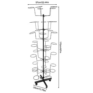 WBGANG Rotating Hat Display Rack, 7 Tier Free Standing Metal Floor Caps Headwear, Retail Hat Rack, Be Used In Homes, Stores, Gift Storesto Place Various Of Hats, Holds Up To 35 Caps Vertically,Black