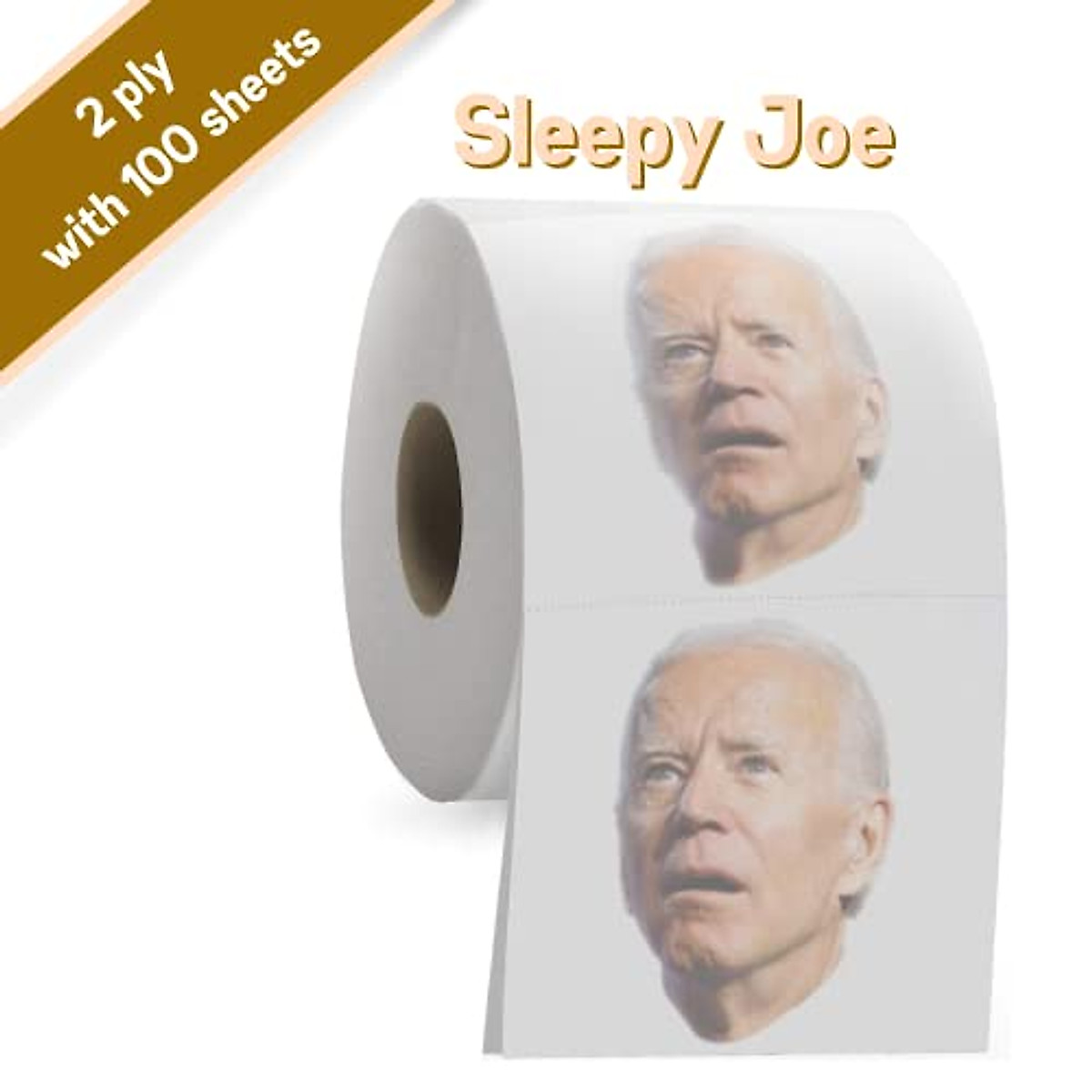 Peelitical Toilet Paper Roll - Gag Gift Novelty TP With Full-Color Image - 2 Ply Bath Tissue 100 Sheets Per Roll - Funny Democrat Joke With Image Printed On Every Sheet (Sleepy Joe)