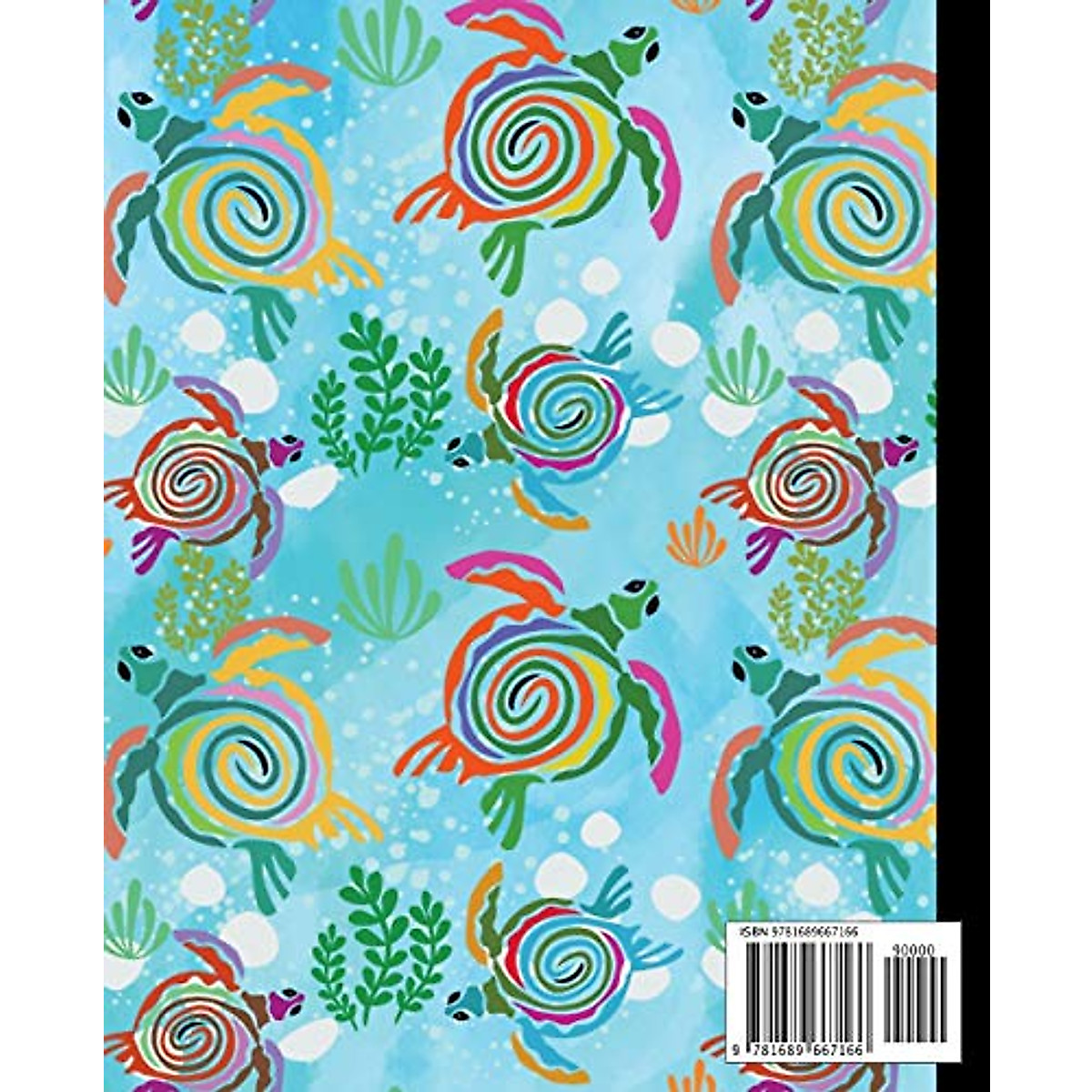 Composition Notebook: Colorful Abstract Sea Turtles on Light Blue Background - 7.5" X 9.25" 110 Pages Wide Ruled