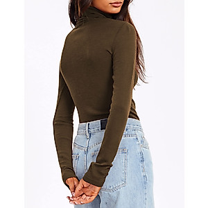 SUNBS Womens 3 Piece Turtleneck Long Sleeve Shirts Mock Neck Fall Fashion 2025 Slim Fit Winter Thermal Underwear Tops BlackBeigeCoffee3 XL