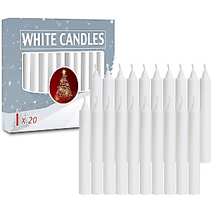 20 pcs Candles for Christmas Tree - Angel Chime Decorations - Christmas Pyramids Carousel - Magic Ritual Spell - 4-inch X 0.5-inch Diameter (20 pcs, White)
