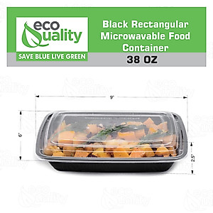 EcoQuality 38 oz Reusable Food Storage 25 Pack Containers with Lids Rectangular BPA Free Freezer, Microwave & Dishwasher Safe – Airtight & Watertight Stackable, Lunch Meal Prep, To-Go, Bento Box