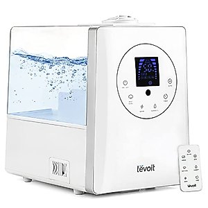 LEVOIT Humidifiers for Bedroom Large Room Home, 6L Warm and Cool Mist Ultrasonic Air Vaporizer for Plants and Whole House, Built-in Humidity Sensor, Essential Oil Diffuser, Whisper Quiet, Timer, White