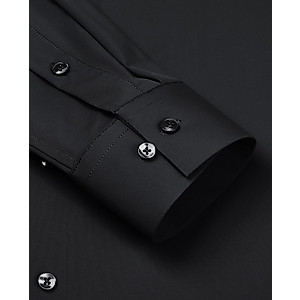 Lion Nardo Slim Fit Black Dress Shirts for Men Wrinkle Free Mens Dress Shirts Long Sleeve Big Muscle Fit Button Up Shirt