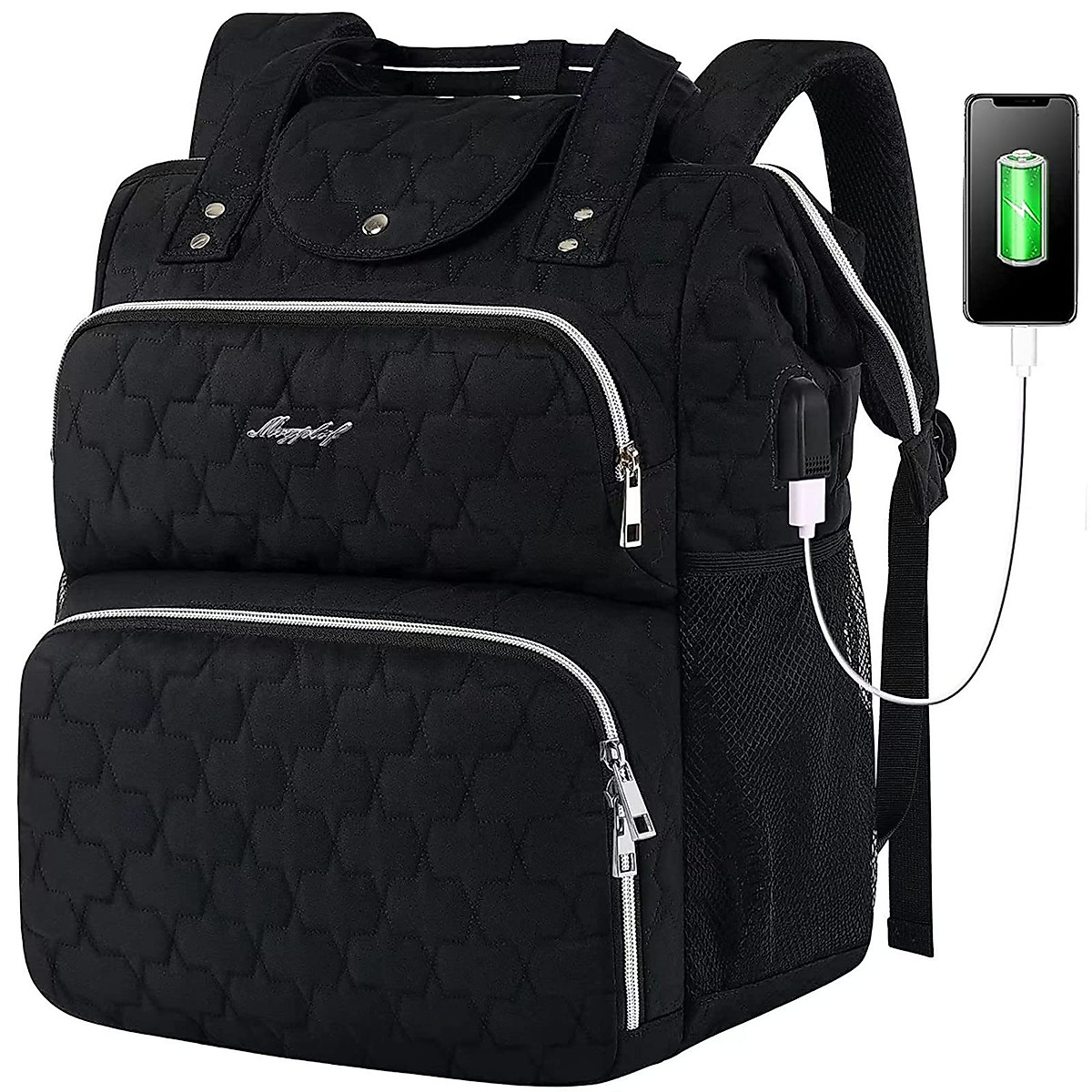 Mogplof 15.6 Laptop Backpack for Women, Large Work Backpack Wide Open for Laptop Bookbag with USB Charging Port for College School Girls, Teacher Nurse Travel Backpacks Water Resistant Casual Daypack