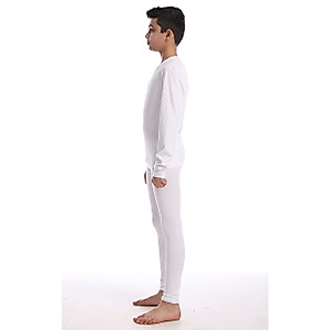 CVVTEE Boys Athletic Base Layer Compression Underwear Set 2pcs Thermal Long John for Kids (10(Height:51.18"-55.12"), White)