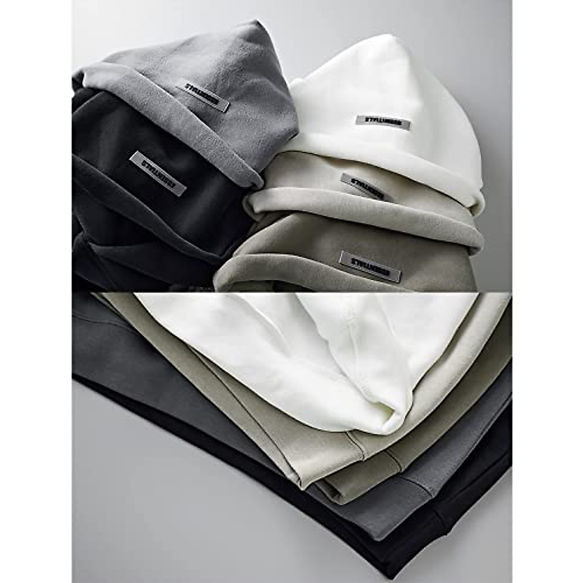 FEAR OF GOD ESSENTIALS Unisex Hoodie Hip Hop Couples Sweatshirt Pullover Printed Graphic Sportswear Tracksuit Sweater Kangaroo Pocket Small Black