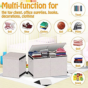 pasanba Large Toy Box, Collapsible Large Toy Chest for Kids with Lid and Handles, Toy Storage Organizer for Boys, Girls, Nursery, Play Room, Bedroom, 40.2 * 15.7 * 13.9 In,150L(Grey)