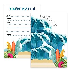 wuguimeii Summer Surf's Up Fun Birthday Party Invitations with Envelopes(20 pack)