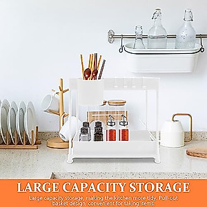 Kichvoe 1 Set cabinet drawer cabinet storage shelf telescopic sink shelf under sink organizer telescopic sink storage rack under sink storage bins cupboard storage box white pp